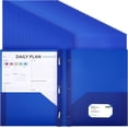 36-Piece Blue Heavy-Duty Letter-Size Plastic Pocket Folder with 3 ...