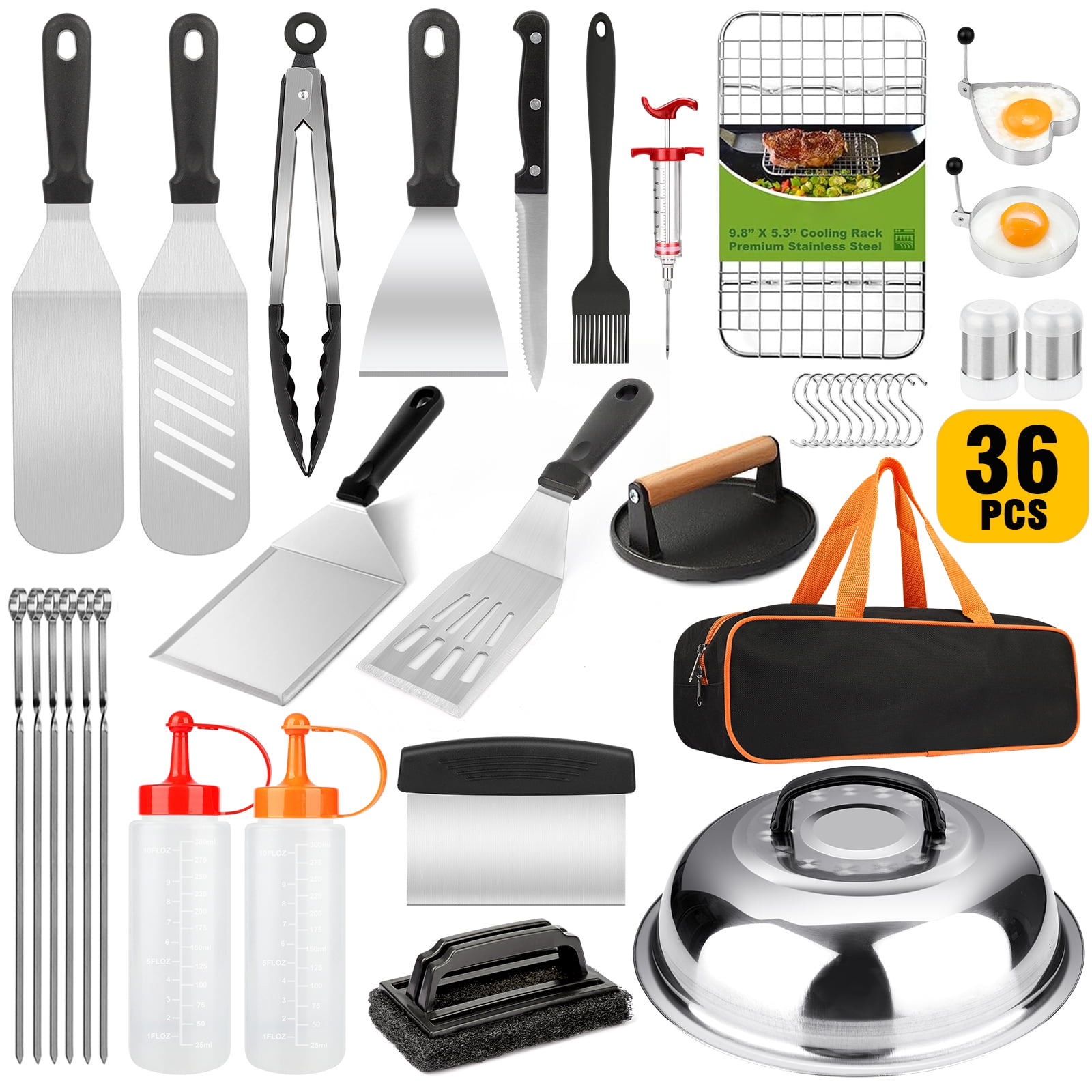 Mibote 36-Piece Griddle Accessories Set, Stainless Steel BBQ Tools for ...