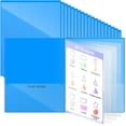 36-Piece Heavy-Duty 2-Pocket Blue Folder Set with 4 Clear Inner Pockets ...