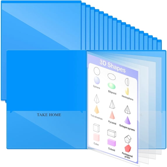 36-Piece Heavy-Duty 2-Pocket Blue Folder Set with 4 Clear Inner Pockets ...