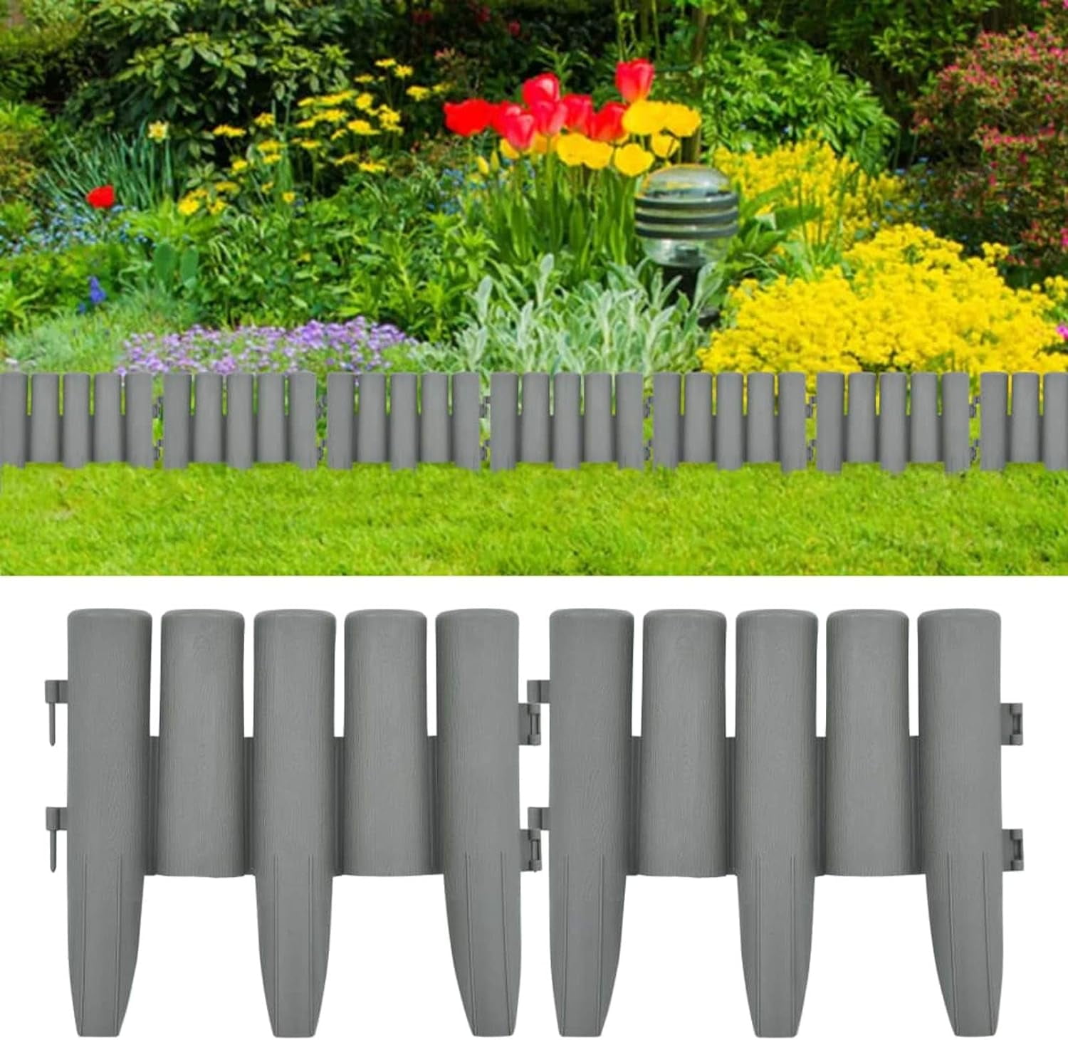 36 Piece Lawn Edgings with Log Design Garden Landscape Divider Border ...