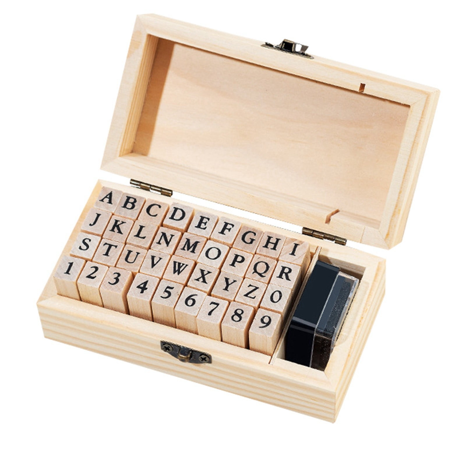 36 - Piece Retro Wooden Seal Set with Letters, Numbers, and English ...