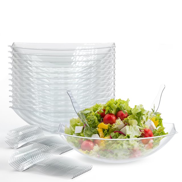 36-Piece Serveware Set - 12 Large Disposable Plastic Bowls (112oz) - 12 ...
