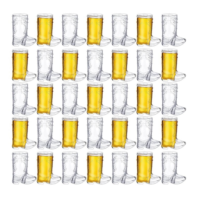 36 Pieces 1 OZ Clear Cowboy Glasses Mini Cowboy Boot Shot Glasses ...