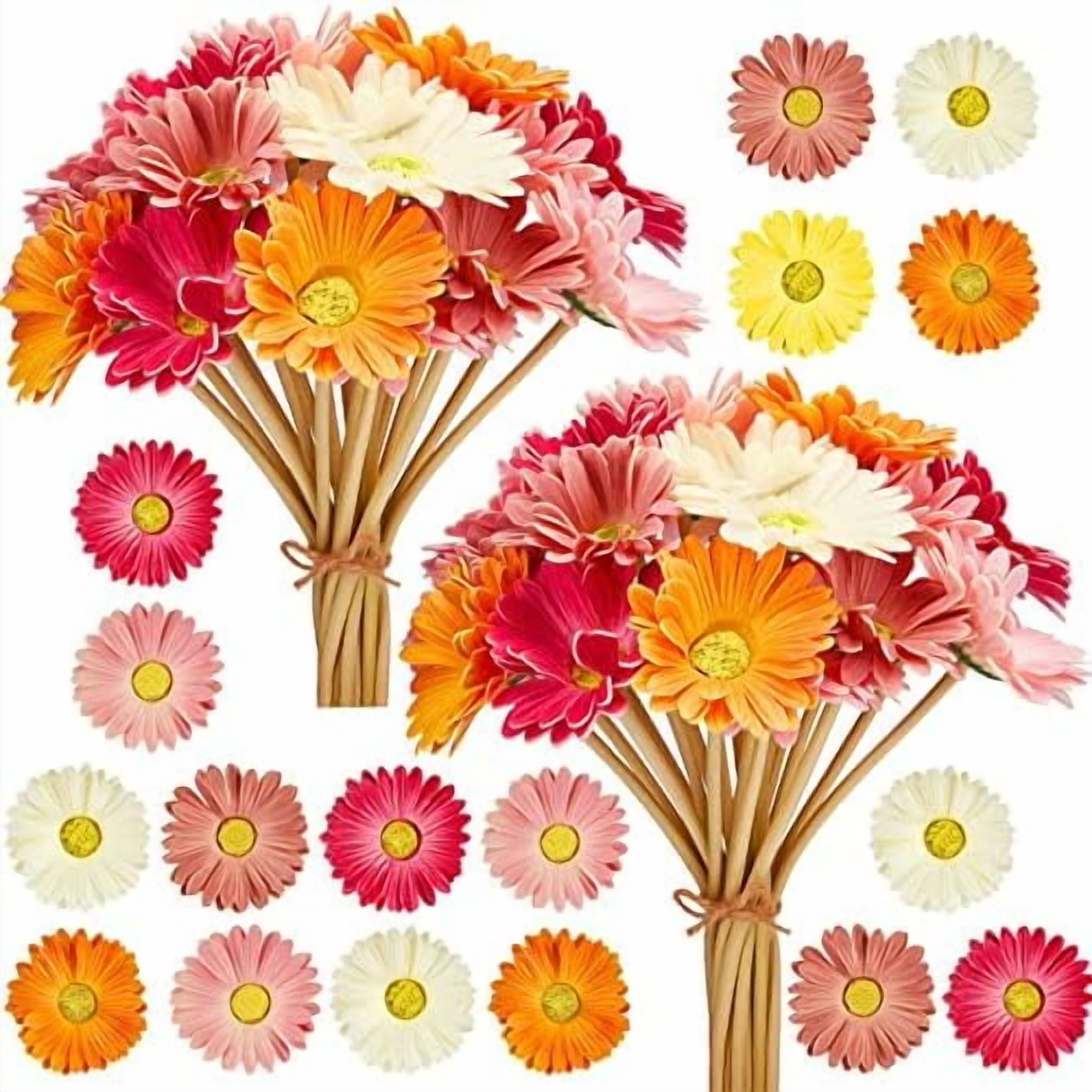 36 Pieces Artificial Gerbera Daisies Flowers Fake Daisy Faux Boho Daisy ...