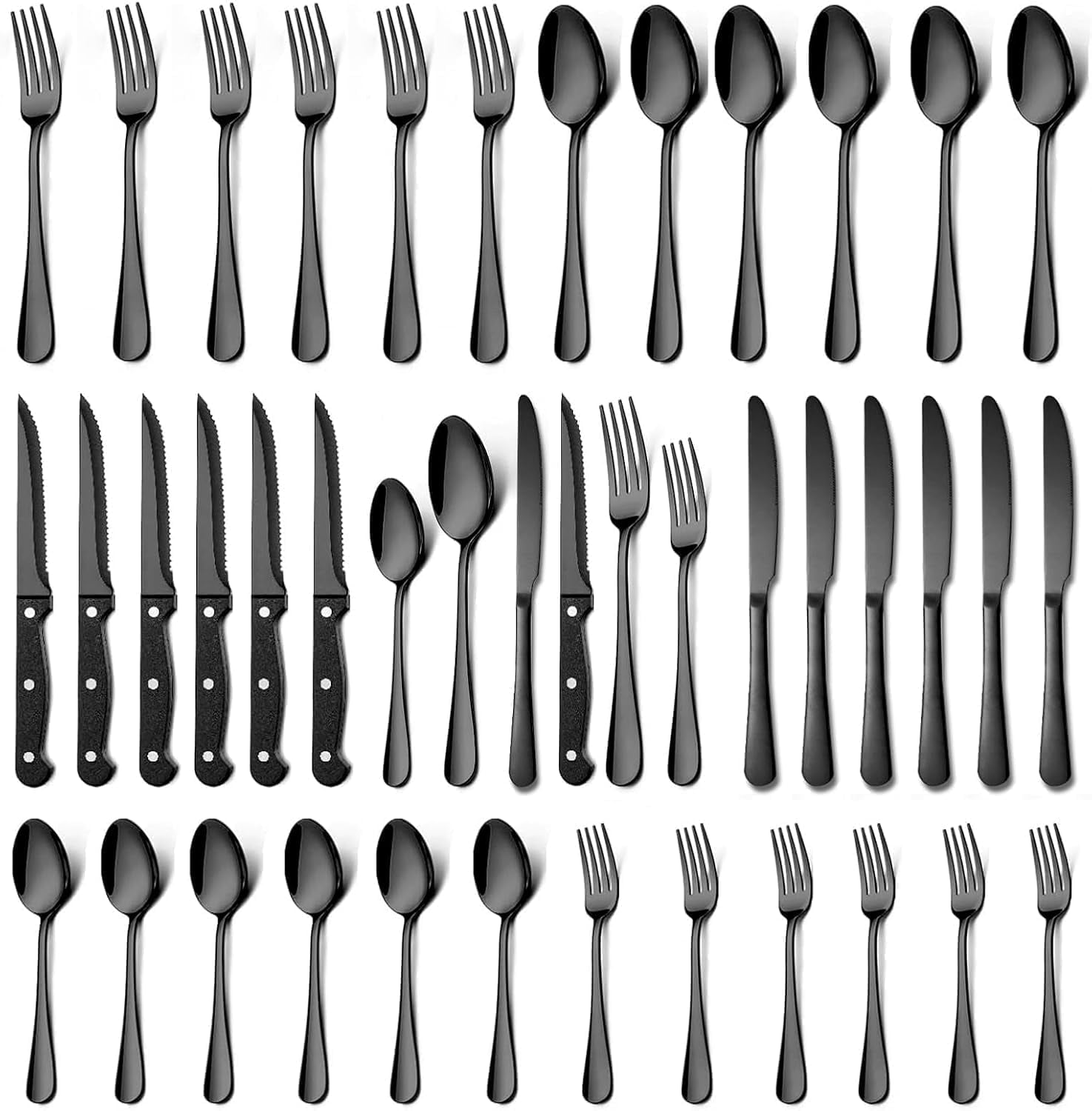 stusgo 36 Pieces Black Silverware Sets Service, Premium Stainless Steel ...
