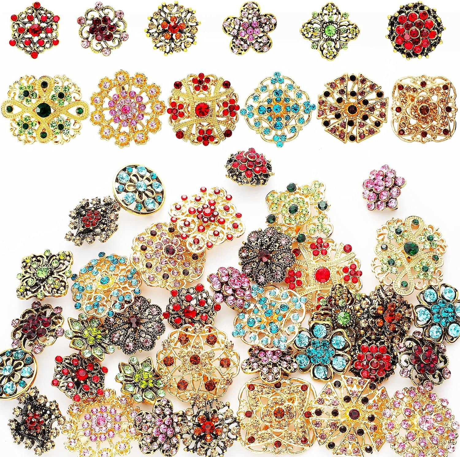 36 Pieces Brooches and Pins for Women Rhinestone Brooches Bulk Crystal ...