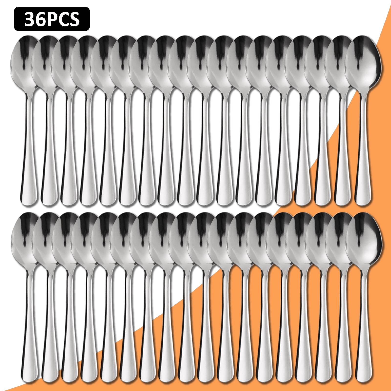 36 Pieces Dinner Spoons, 7.1 inch Stainless Steel Spoons Silverware ...