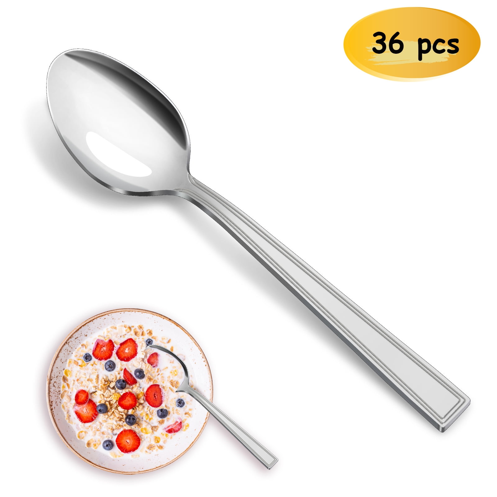36 Pieces Dinner Spoons Set, Hunnycook 5.7" Stainless Steel Spoons ...