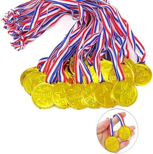 36 Pieces Gold Plastic Winner Award Medals, Birthday Present for Kids ...
