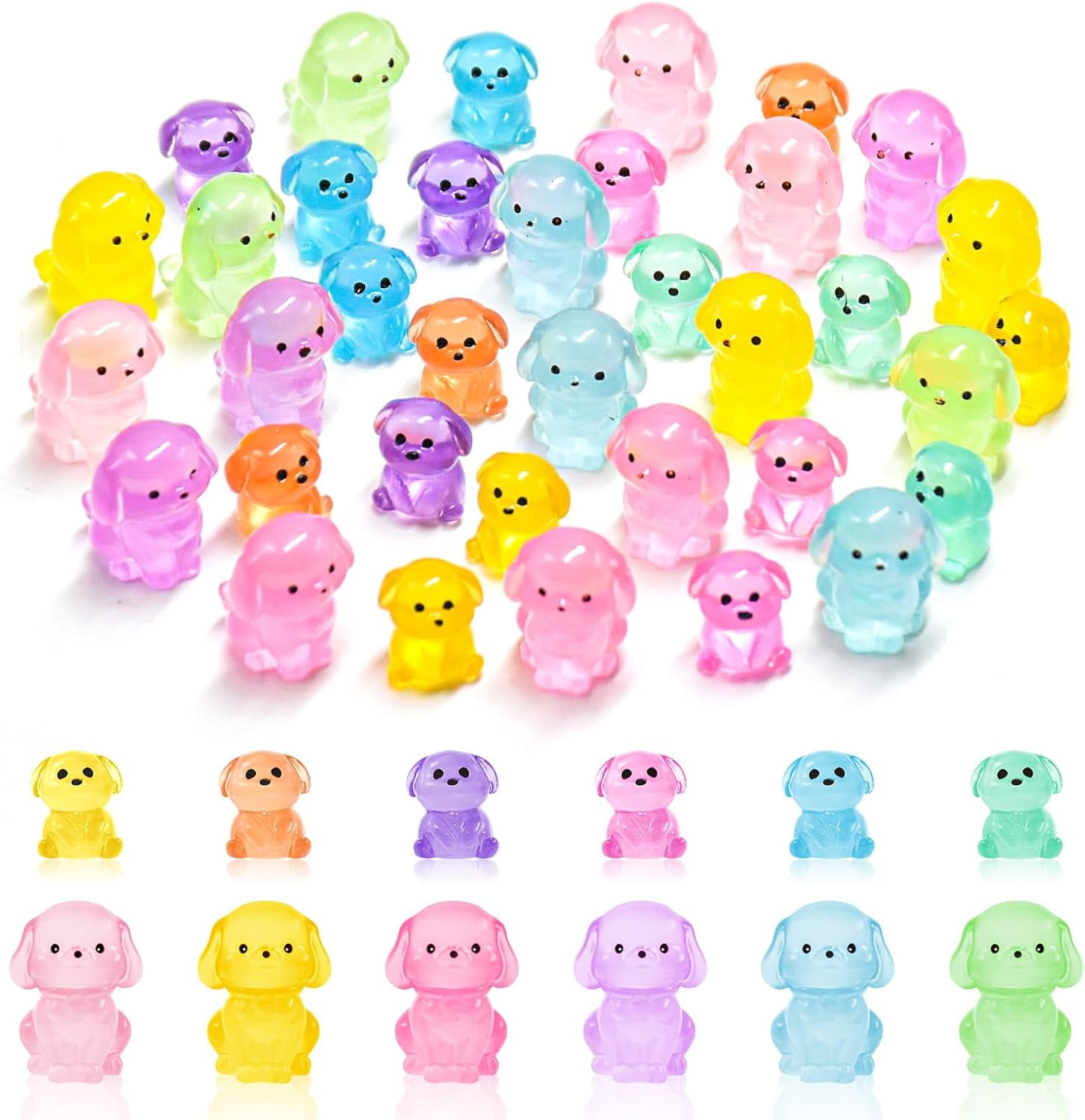 36 Pieces Mini Dog Figurines Luminous Mini Resin Animals Tiny Dog for ...