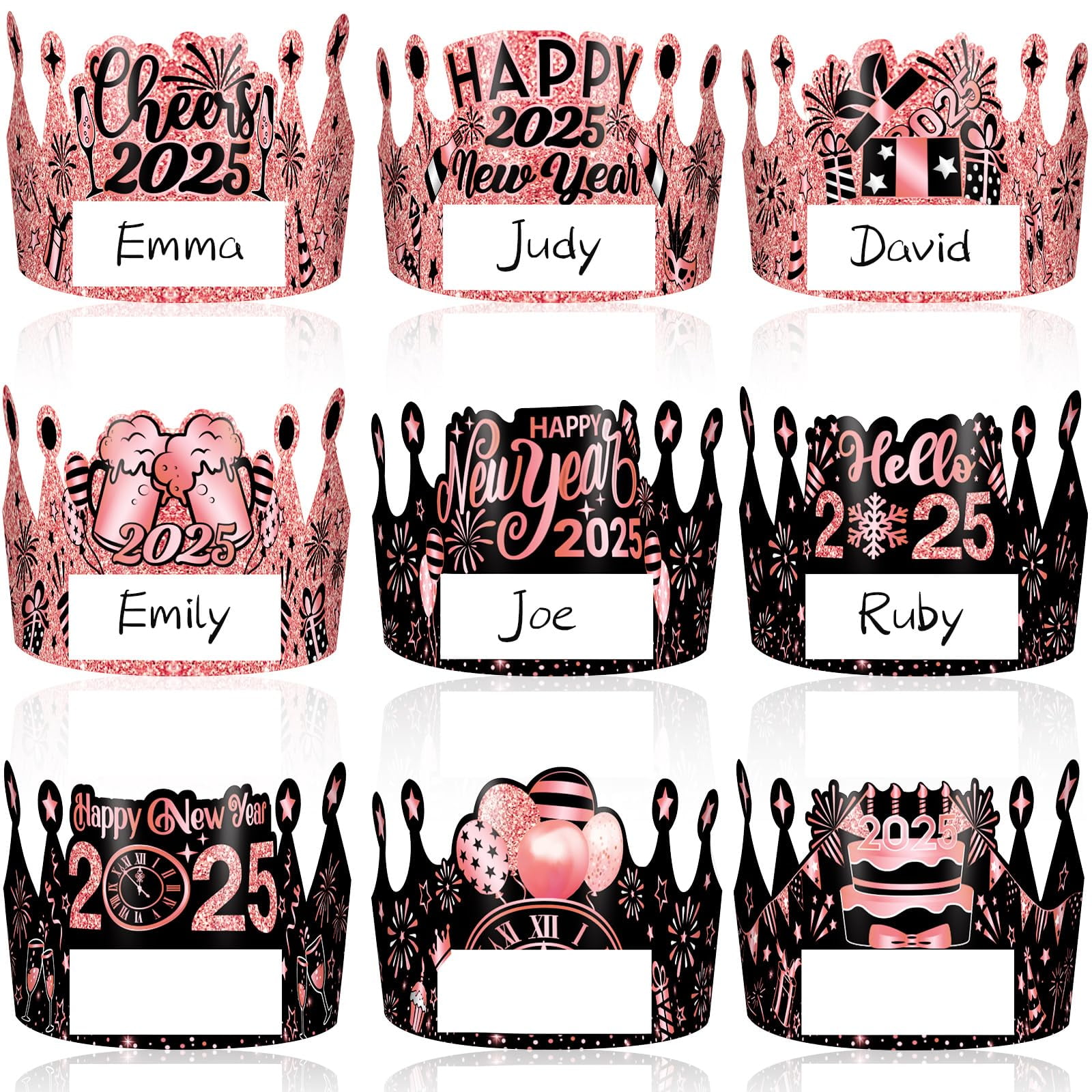 36 Pieces New Year Party Hats Adjustable Paper New Year Crowns DIY ...