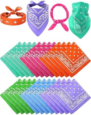 36 Pieces Paisley Bandana Novelty Headband Square Scarf Cowboy Bandanas ...