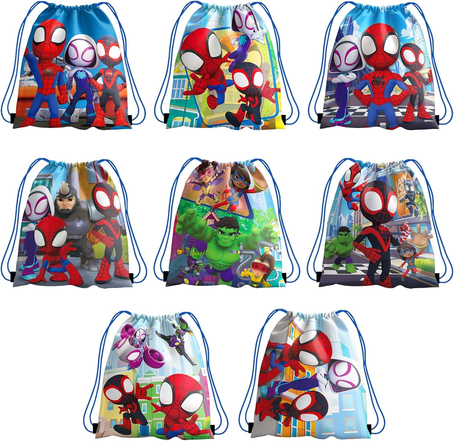 36 Pieces Spider and His Friends Candy Drawstring Bag,eusable Non-Woven Gift Backpacks ...