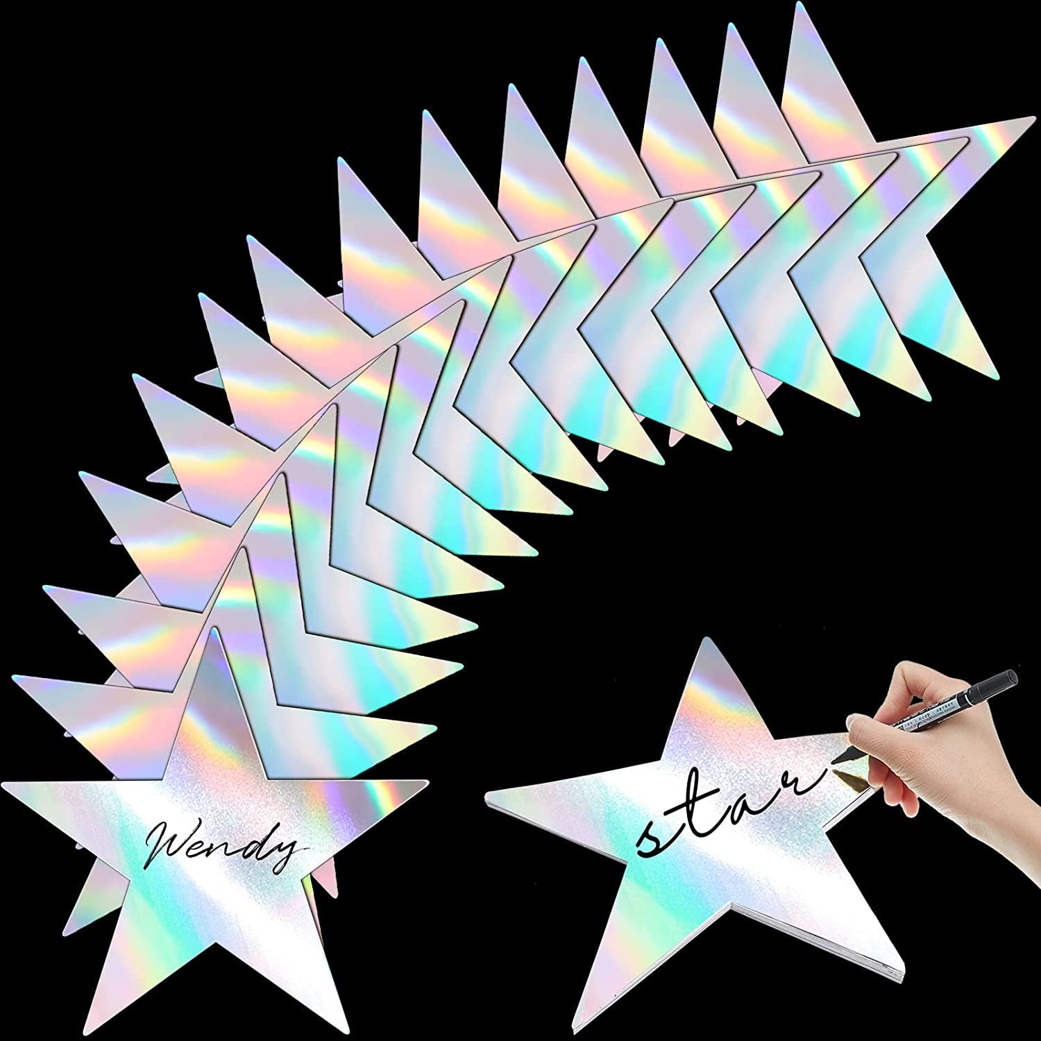 36 Pieces Star Card Stock Cutouts 11 Inches Glitter Double Printed ...