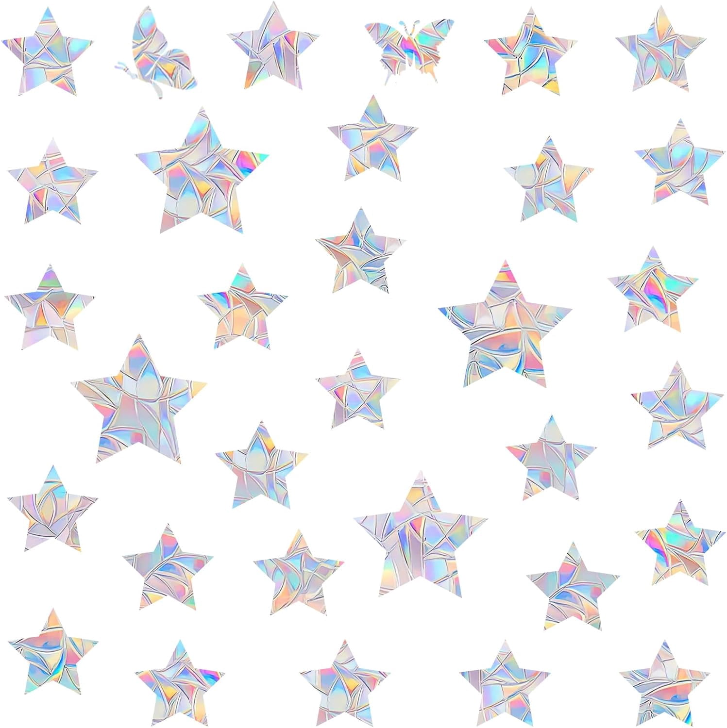 36 Pieces Star Window Decals for Bird Strike Prevention - Reusable ...