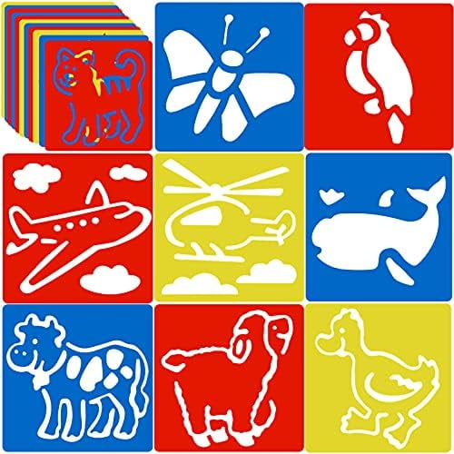 36 Pieces Stencils for Kids, 6 x 5.6 Inch Drawing Chalk Stencils ...