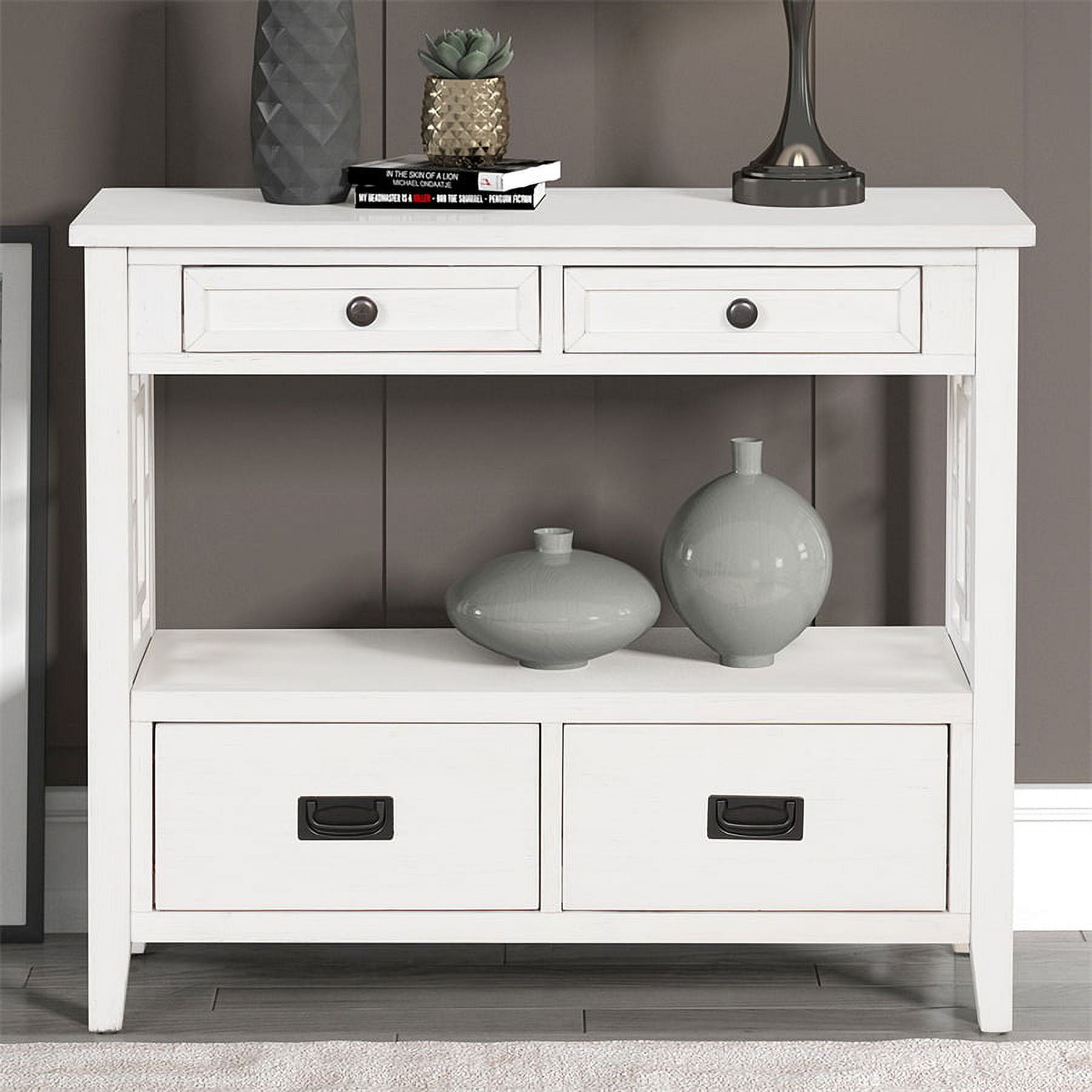 36" Pine Wood Console Table, Entry Sofa Table with 4 Drawers & 1 ...