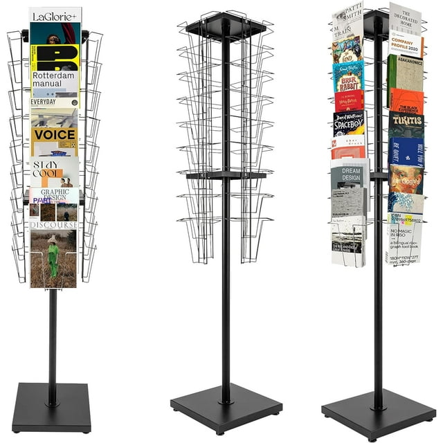 36 Pocket Rotating Magazine Rack Comic Book Brochure Display Stand ...