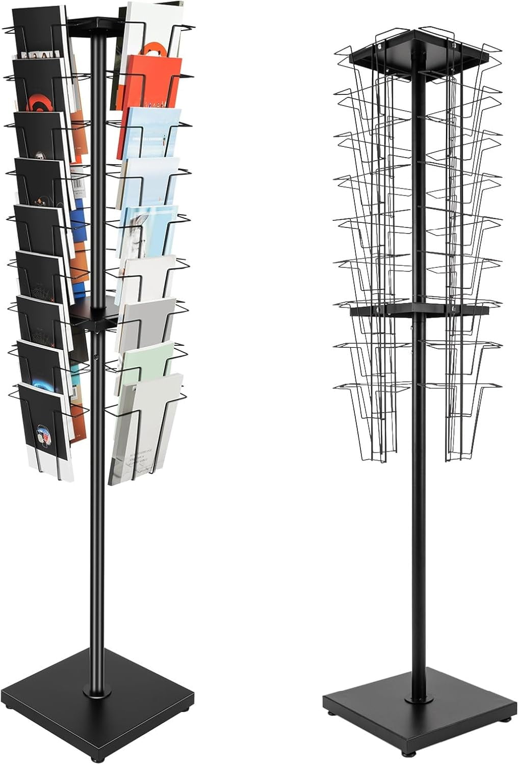 36 Pockets 360 Rotating Magazine Rack Flyer Comic Book Storage Floor ...