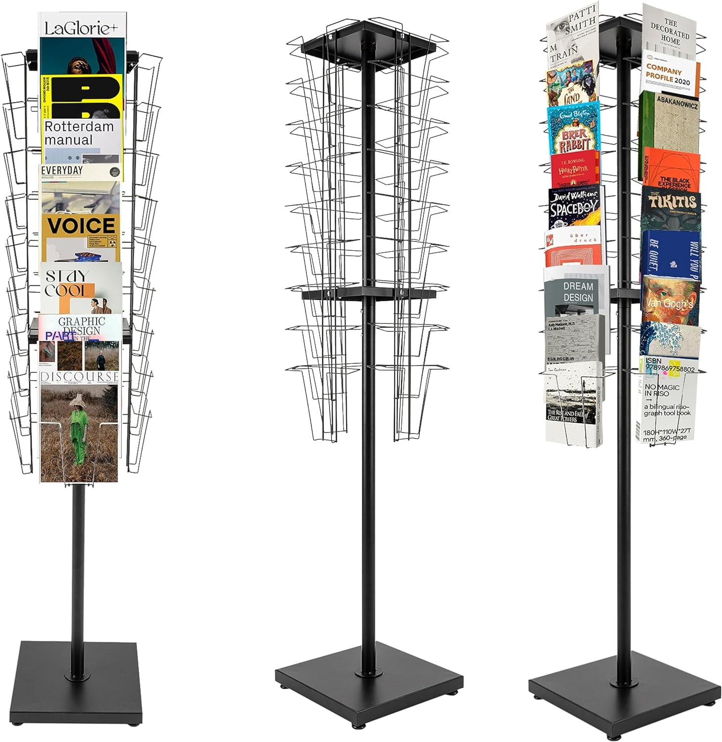 36 Pockets-Rotating Magazine Rack Holder Brochure Display Stand Comic ...