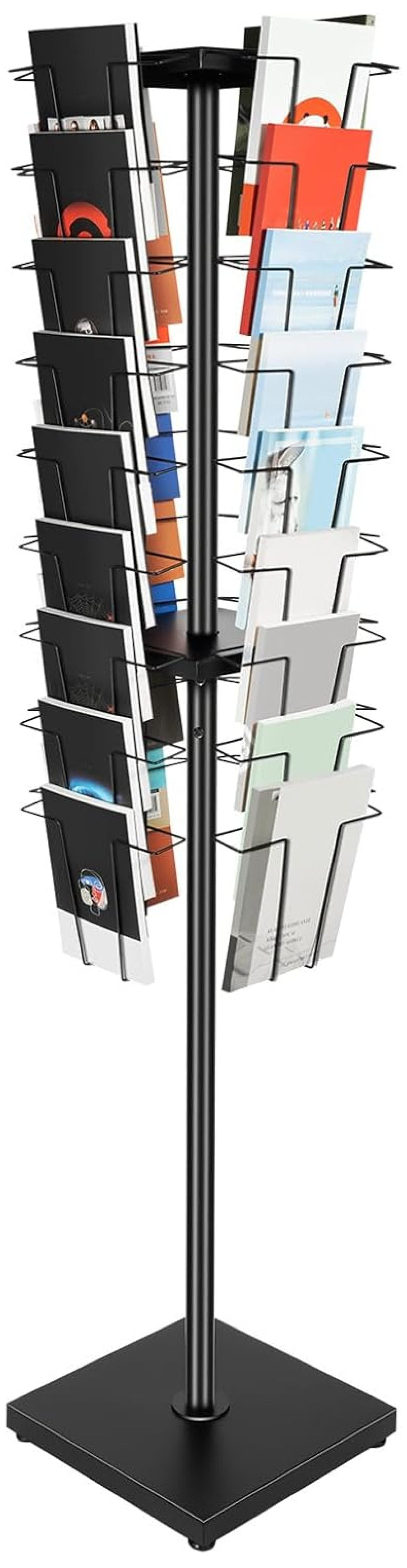 36 Pockets Rotating Magazine Rack Stand Modern Brochure Display Stand ...