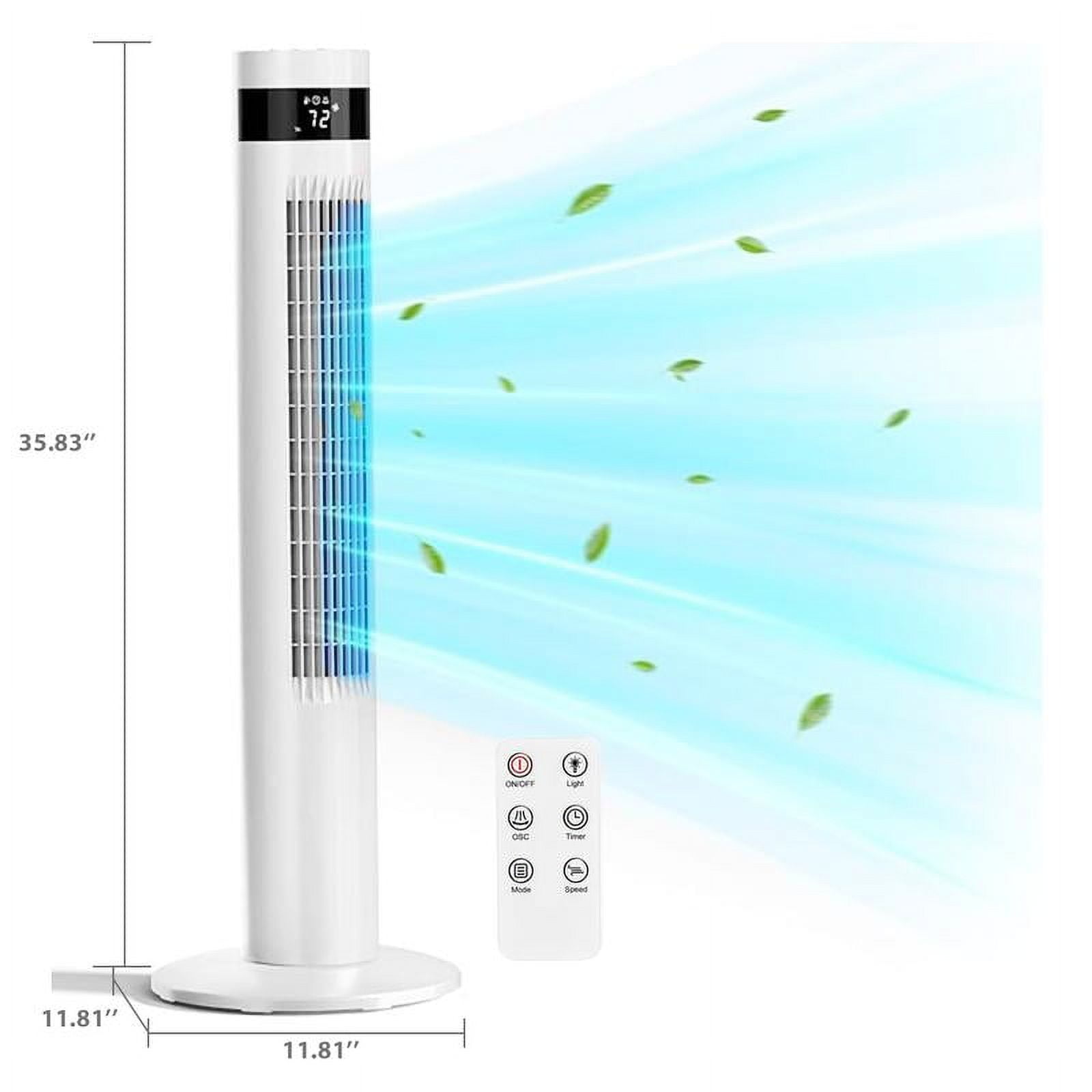 36" Portable Bladeless Tower Fan, Oscillation Standing Fan with Remote ...