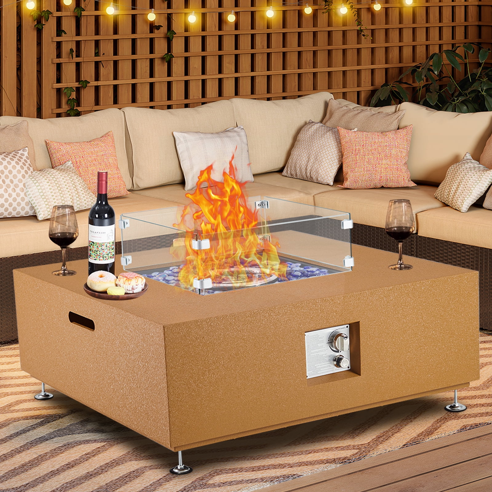 36" Propane Fire Pit Table,50,000 BTU Outdoor Gas Fire Table with ...