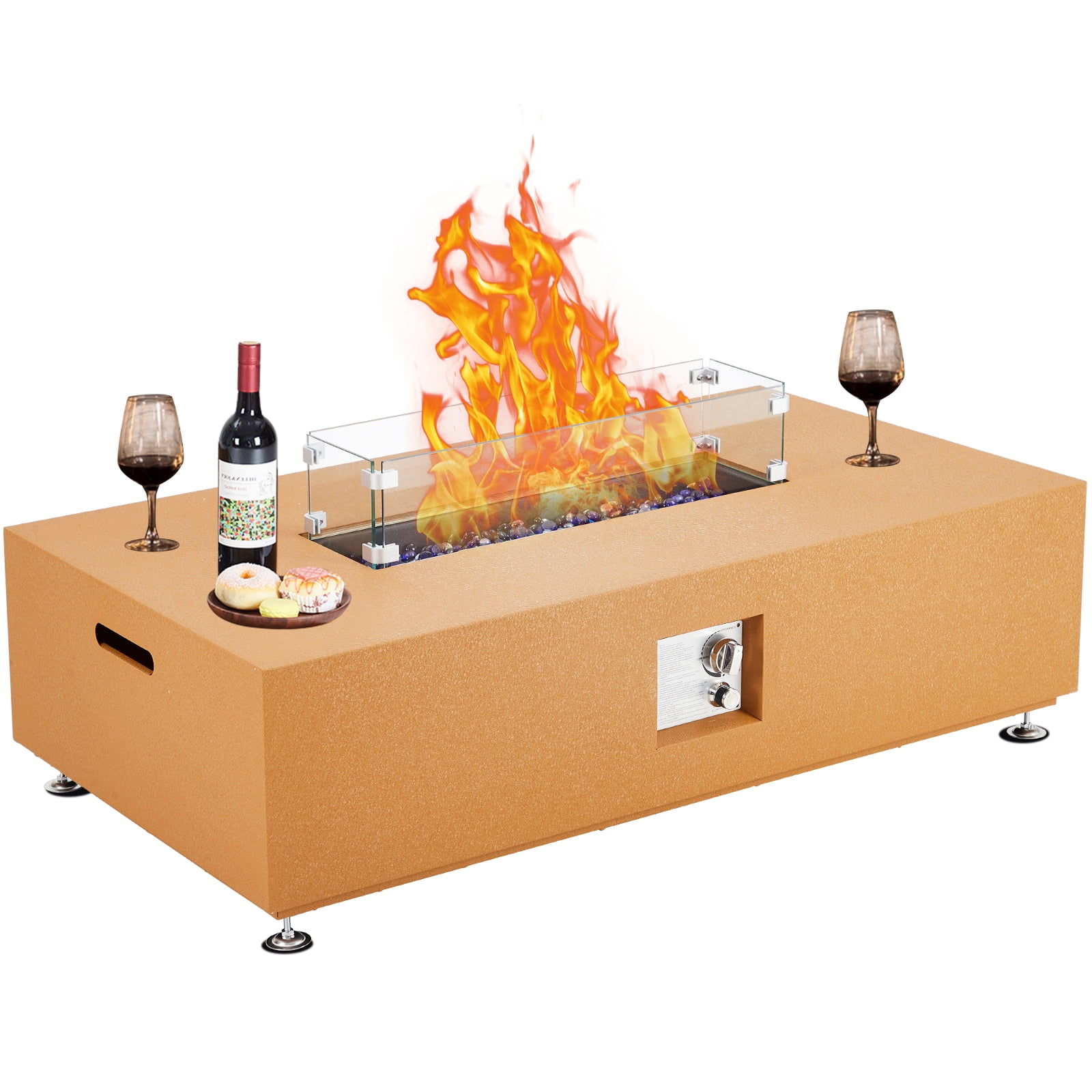 36" Propane Fire Pit Table，50000BTU Fire Table with Wind Guard, 11LBs ...
