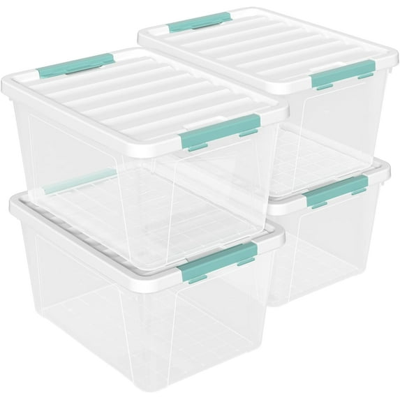 36 Quart Large Plastic Storage Boxes with Lids, Clear Plastic Storage ...