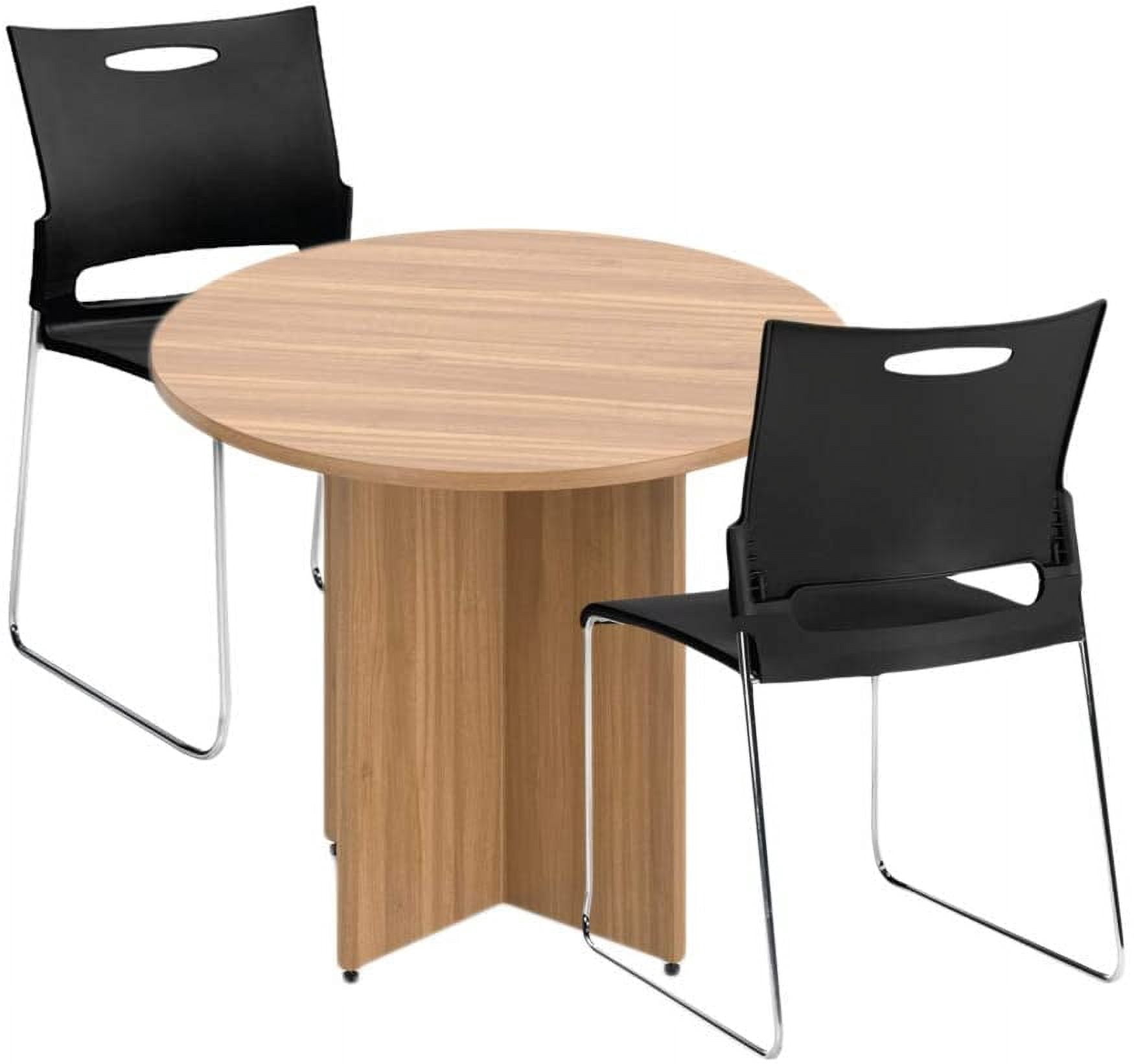 36”R Round Conference Table Chair Set (36W X 36D X 29.5H) for Office ...