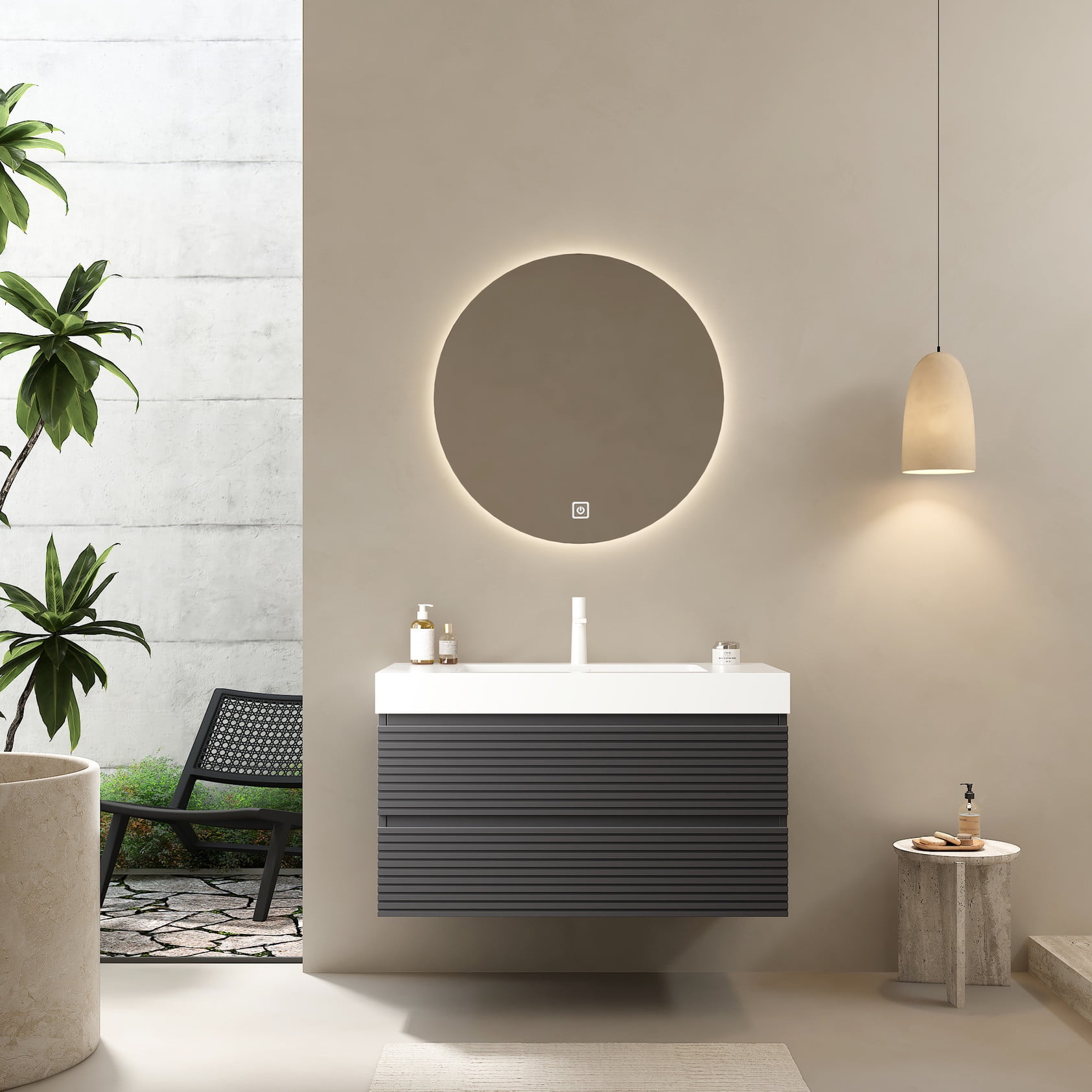 36" Rectangular Acrylic Basin Vanity | Scandinavian - inspired Bathroom ...