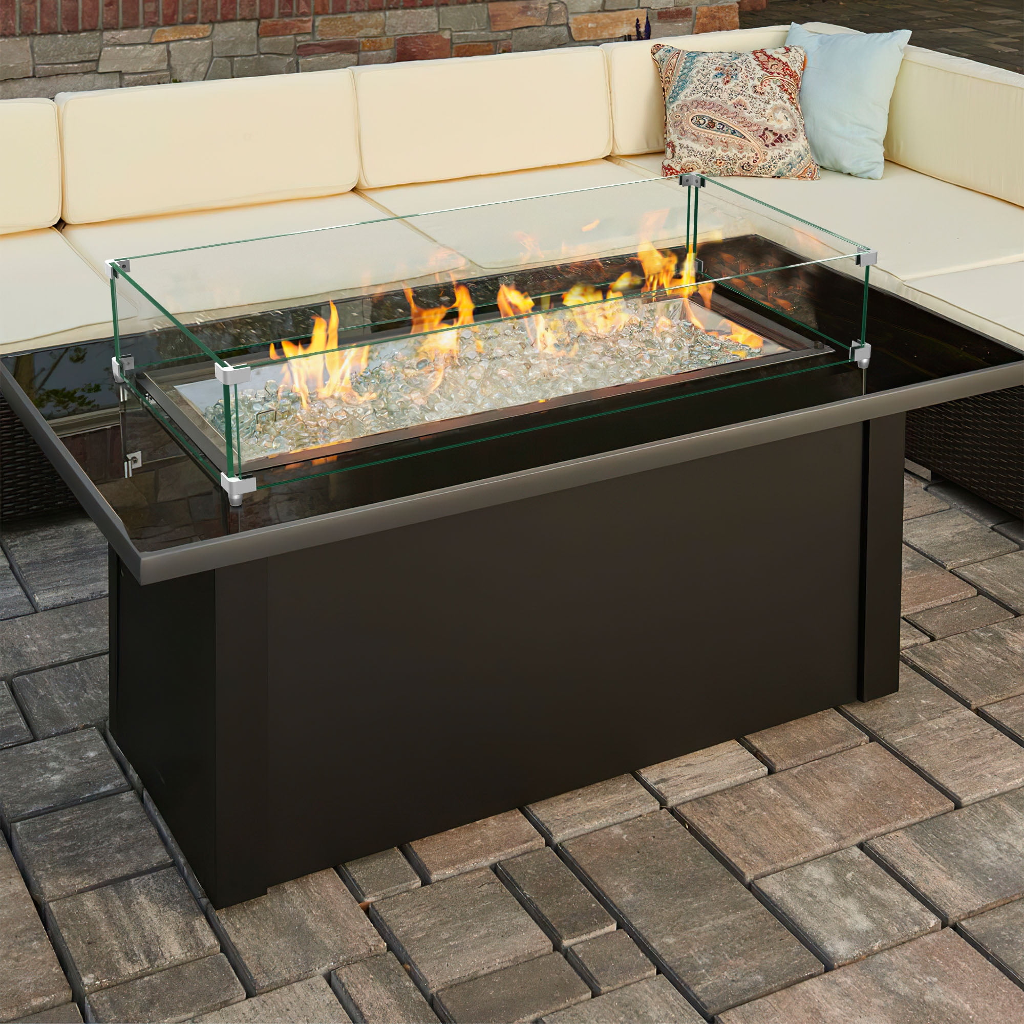 36" Rectangular Glass Fire Pit Flame Protector - Walmart.com
