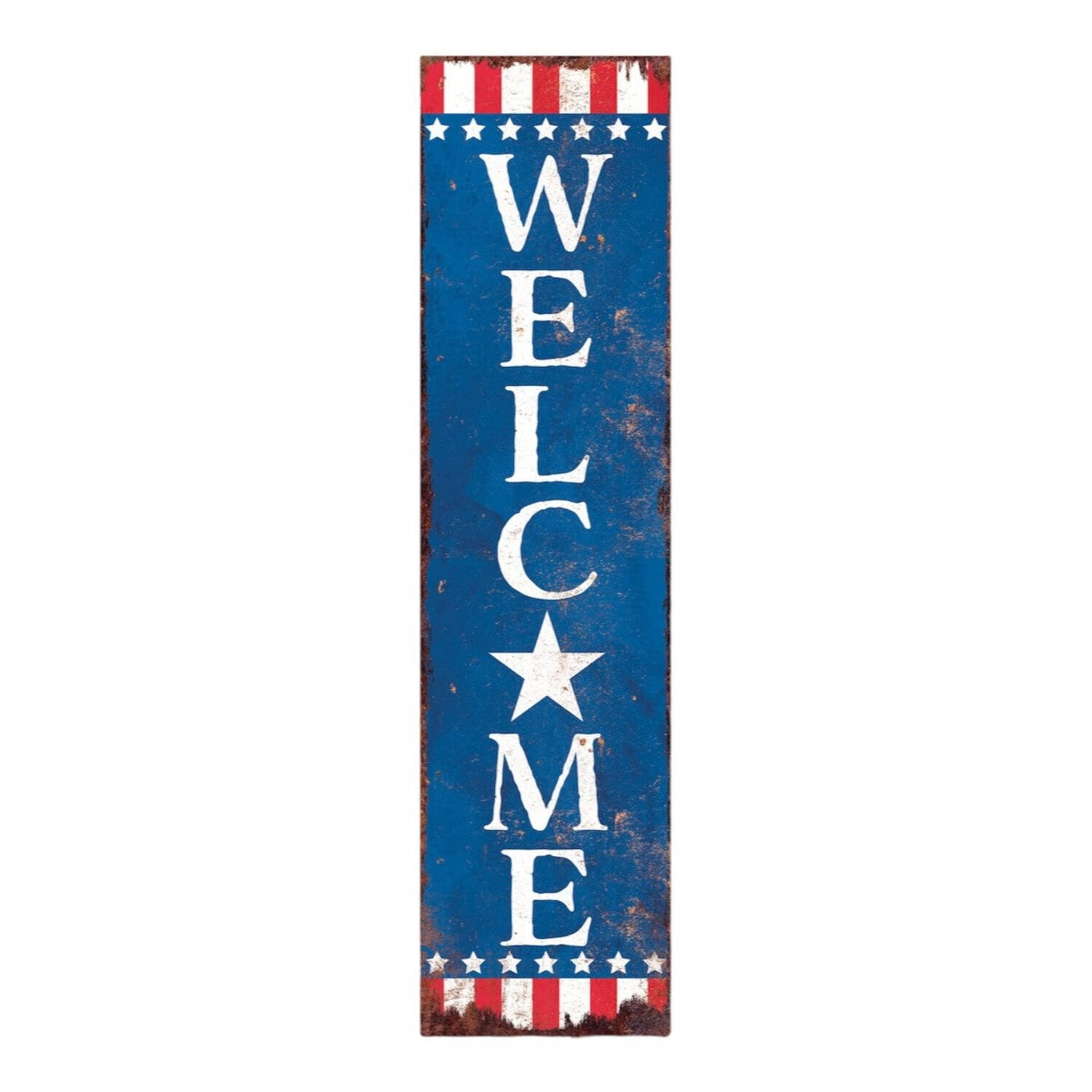 HomeRoots 633503 36 in. Red White & Blue July Fourth Wood Welcome ...