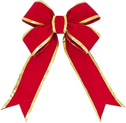 36" Red and Gold Velvet Decorative Christmas Bow, Indoor Use Only ...