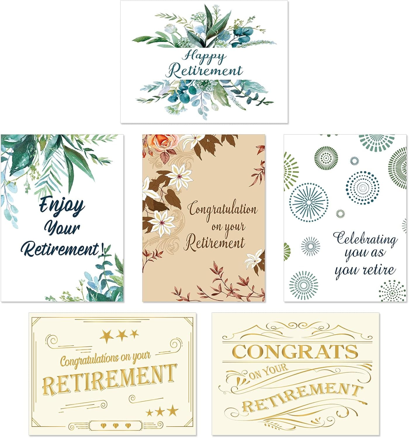 36 Retirement Cards with Envelopes Sets 6 Styles for Coworker Teacher ...