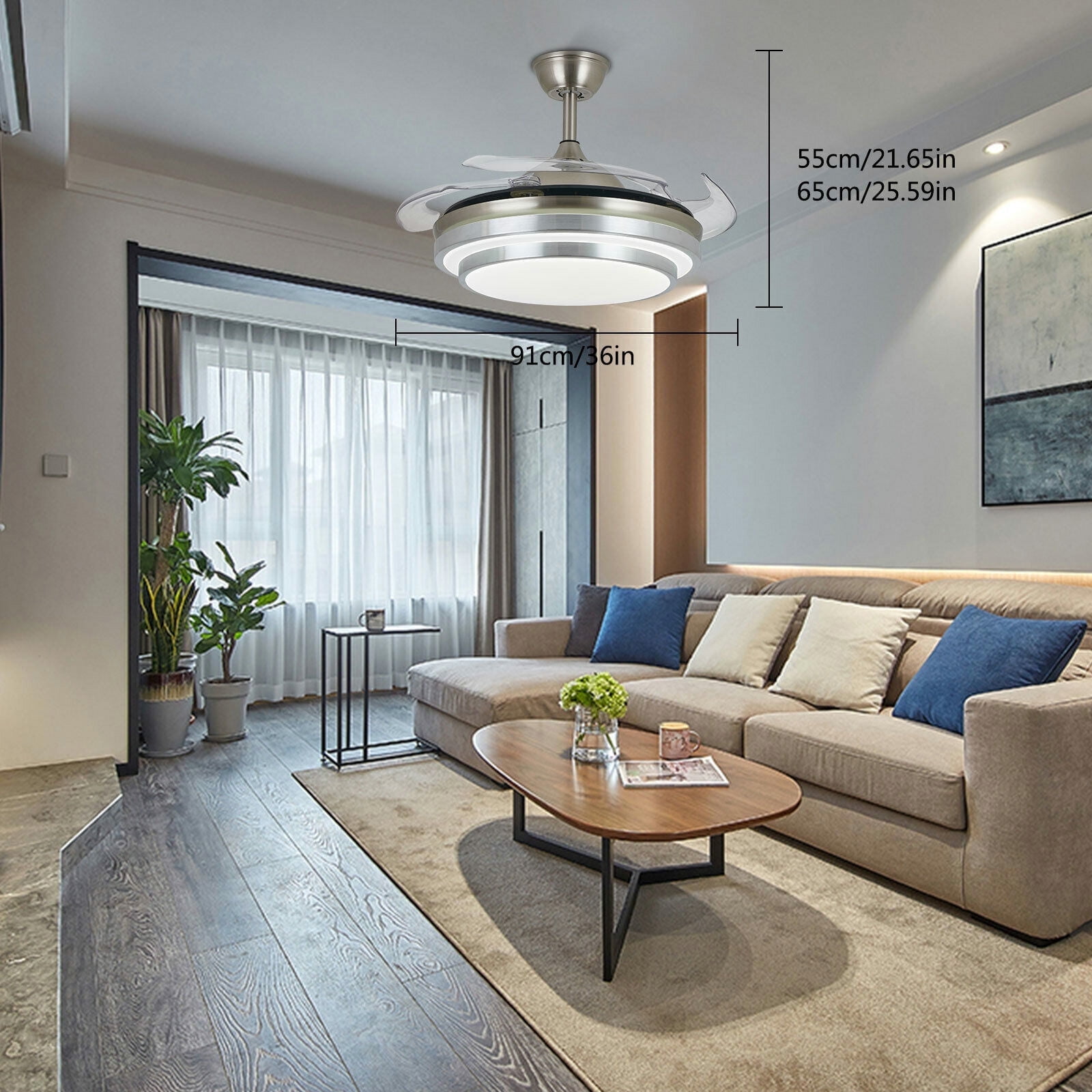 Miumaeov 36'' LED Retractable Ceiling Fan with Remote Control - Walmart.com