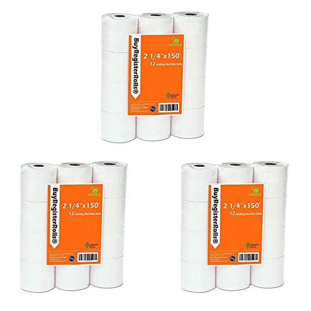 (36 Rolls) 2 1/4 x 150 ft White Adding Machine Tape Paper Rolls Premium ...