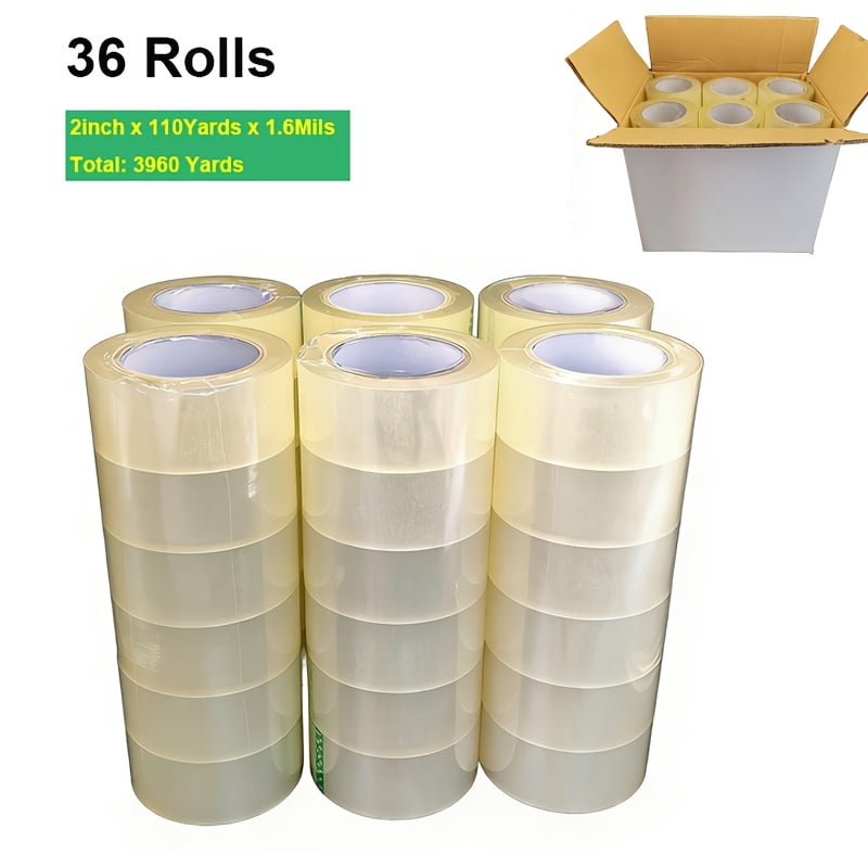 [36 Rolls] 2" X 110 Yards BOPP Transparent Packing Tapes, 1.8 MIL ...