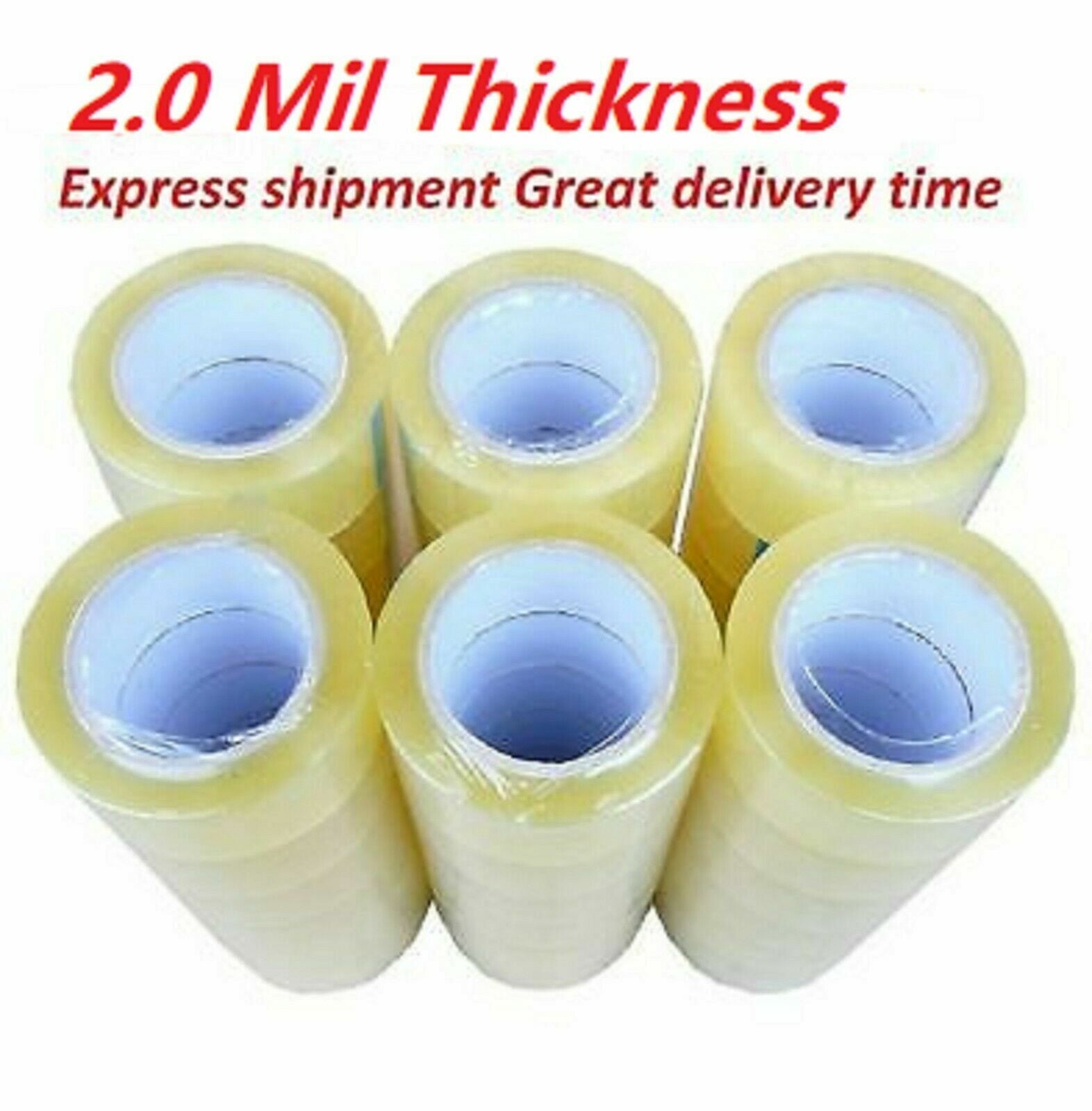 36 Rolls Clear Packing Packaging Carton Sealing Tape 2.0 Mil Thick ...