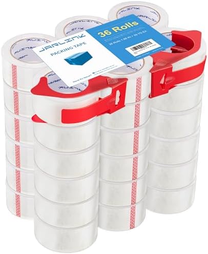 36 Rolls Clear Packing Tape with 2 Dispensers, Heavy Duty Packaging ...
