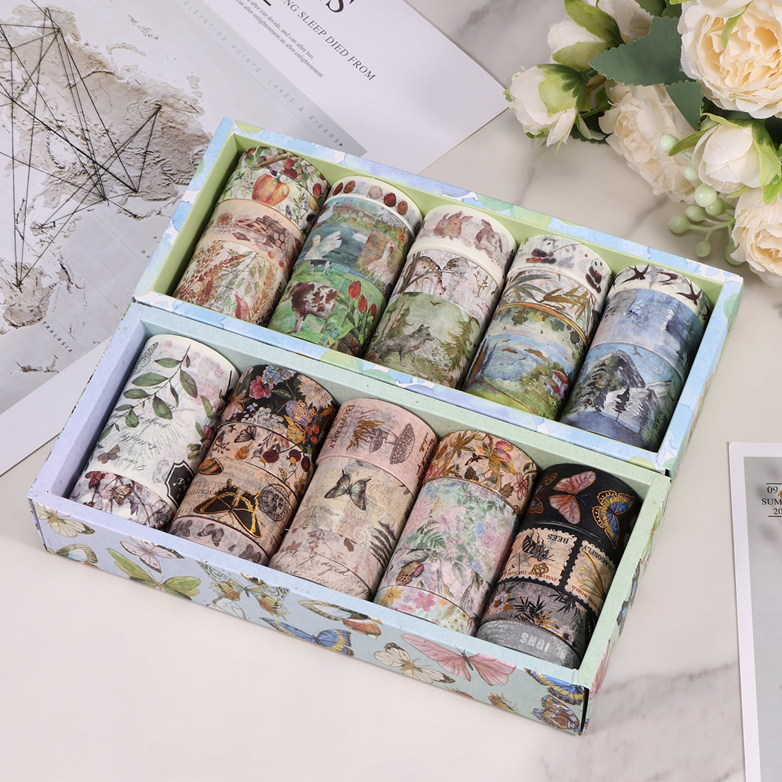 36 Rolls Vintage Washi Tape Set Decorative Masking Tape Floral Mushroom ...