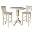 36" Round Bar Height Table with 12" Leaf and 2 Café Stools - Unfinished ...