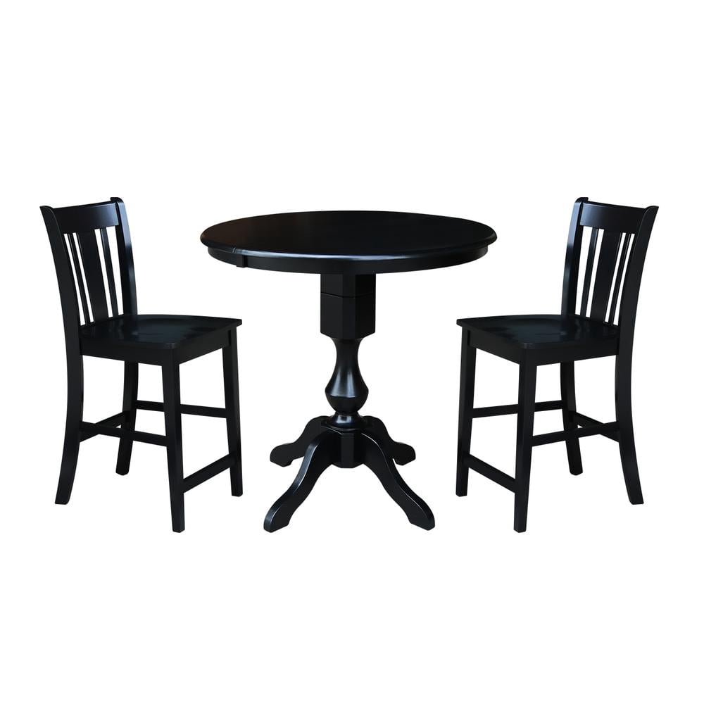 36" Round Counter Height Table with 12" Leaf and 2 San Remo Stools ...