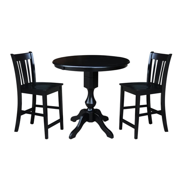 36" Round Counter Height Table with 12" Leaf and 2 San Remo Stools ...