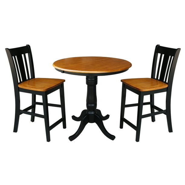 36" Round Counter Height Table with 12" Leaf and 2 San Remo Stools ...