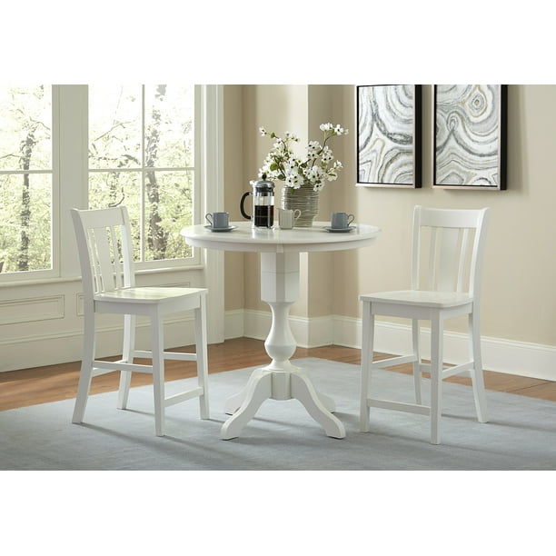 36" Round Counter Height Table with 2 San Remo Stools - White - 3 Piece ...
