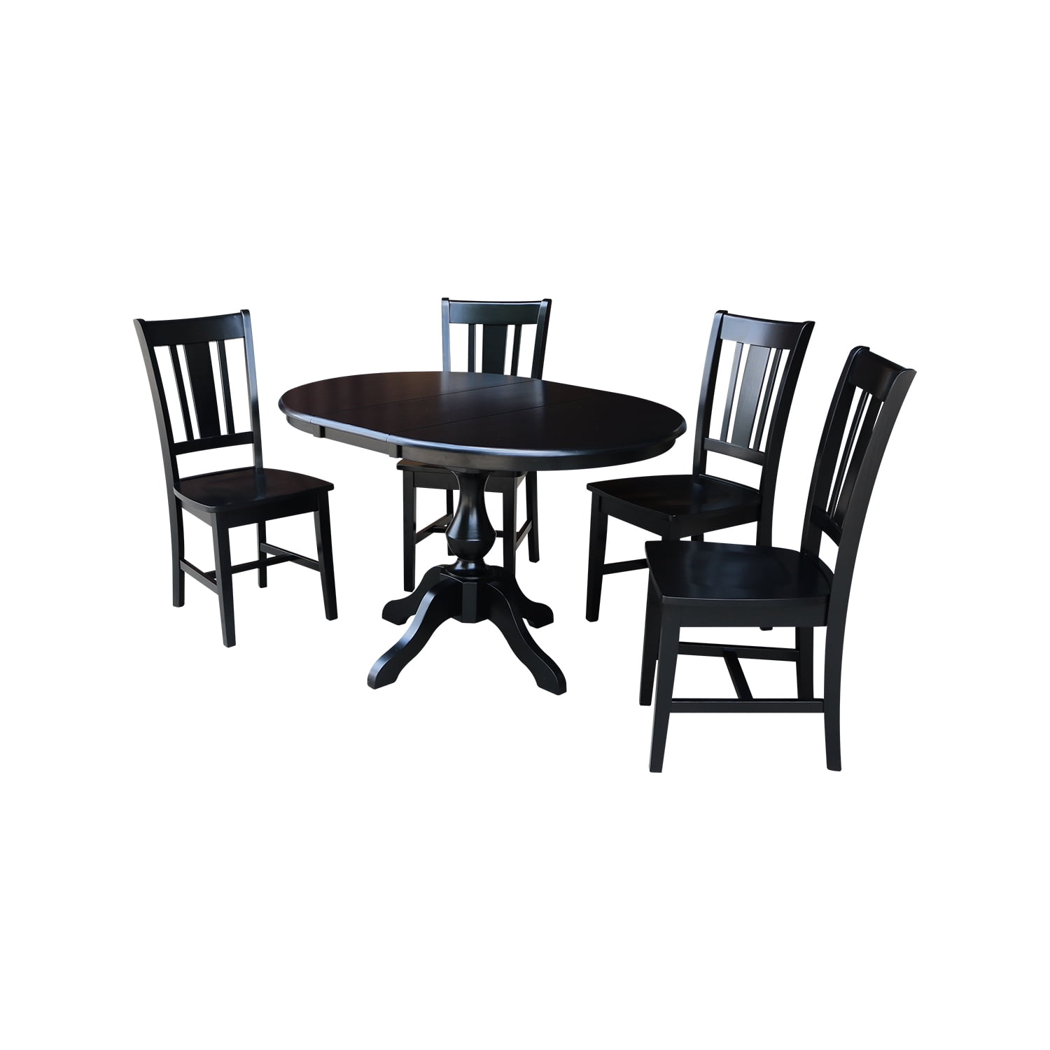 36" Round Dining Table with 12" Leaf and 4 San Remo Chairs - Black - 5 ...