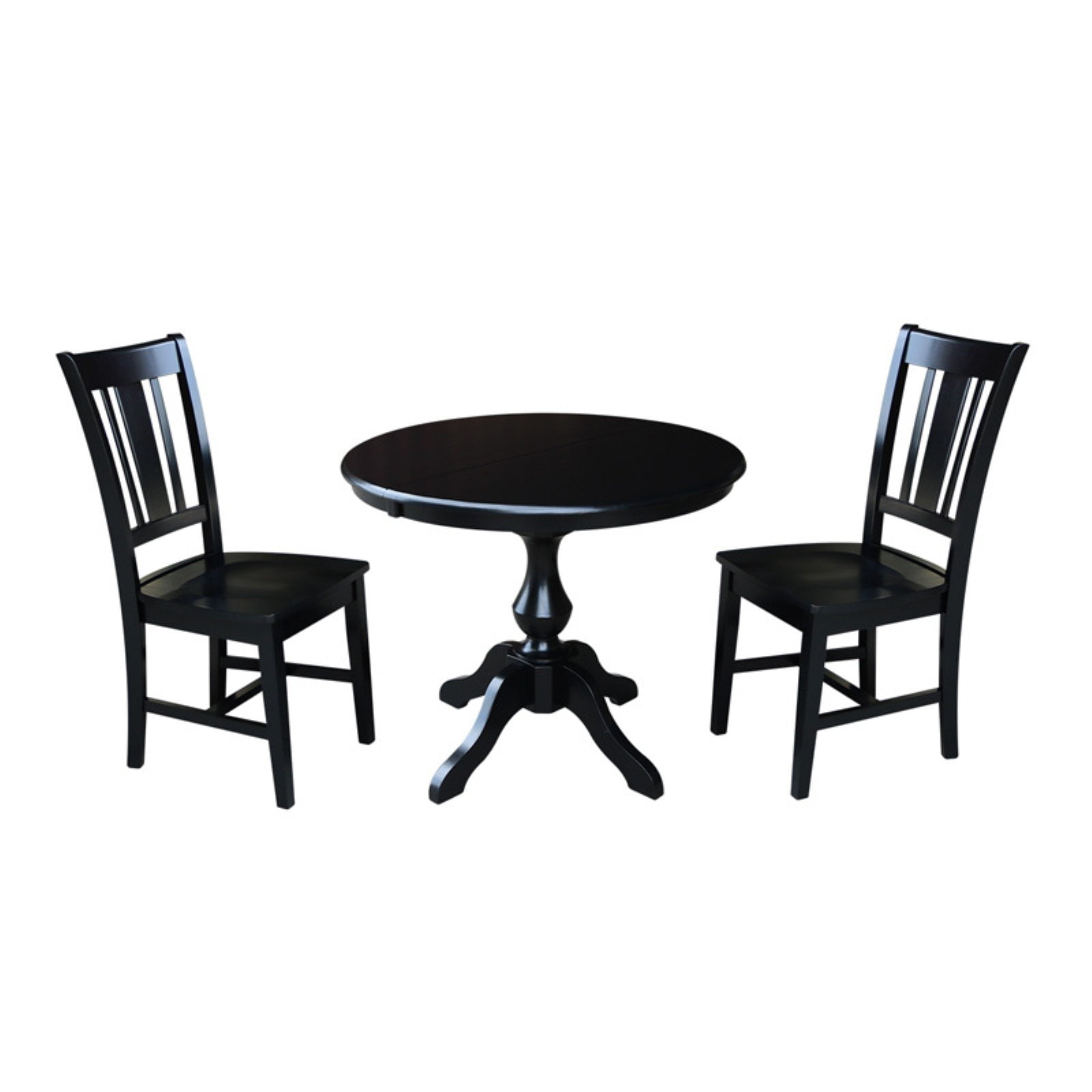 36" Round Dining Table with 2 San Remo Chairs - Black - 3 Piece Set ...