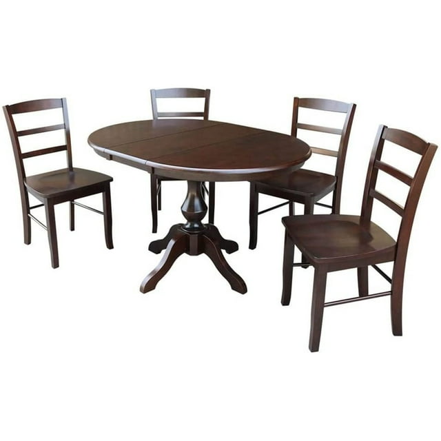 36" Round Extension Dining Table with 4 Madrid Chairs - Set of 5 Pieces ...